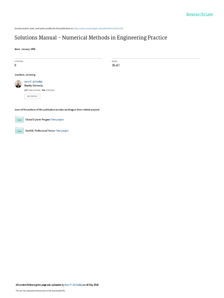 Solutions Manual - Numerical Methods in Engineering Practice | PDF ...