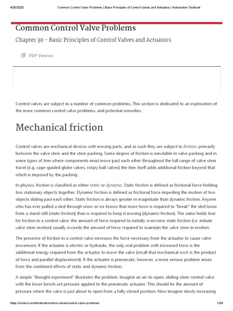 Common Control Valve Problems - Basic Principles of Control Valves and Actuators - Automation ...