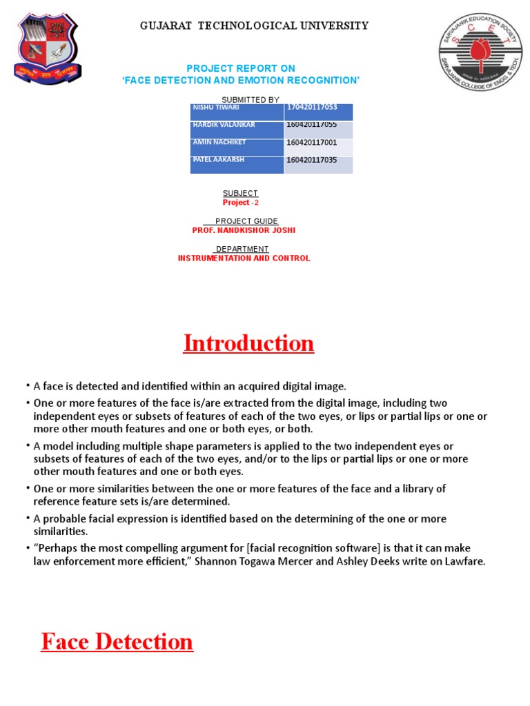 Face Detection & Emotion Recognition | PDF | Computer Engineering ...