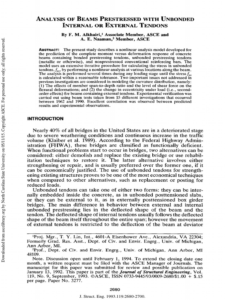 Analysis of Beams Prestressed With Unbonded Internal or External ...