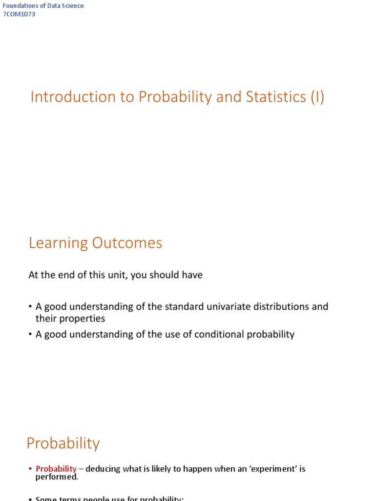 Probability and Statistics Fundamentals | PDF | Probability ...