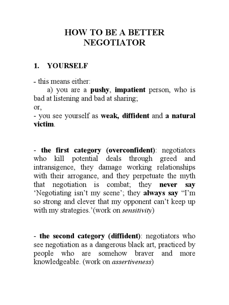 Mastering Negotiation Skills | PDF | Negotiation | Extraversion And ...