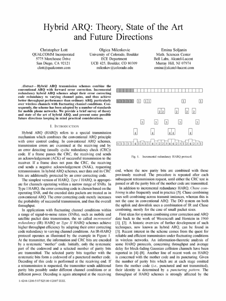 Hybrid ARQ: State Art and Future Directions: Theory, of The | PDF ...