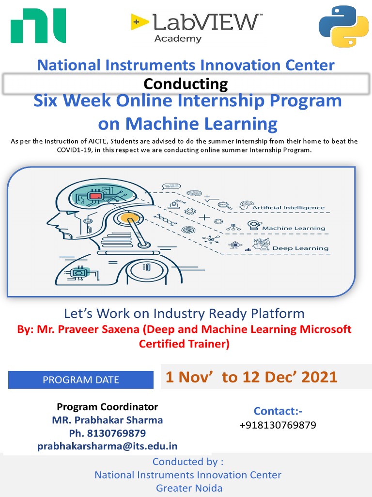 Six Week-Total Handson Internship Program On Machine Learning | PDF ... Six Week-Total Handson Internship Program On Machine Learning | PDF ...