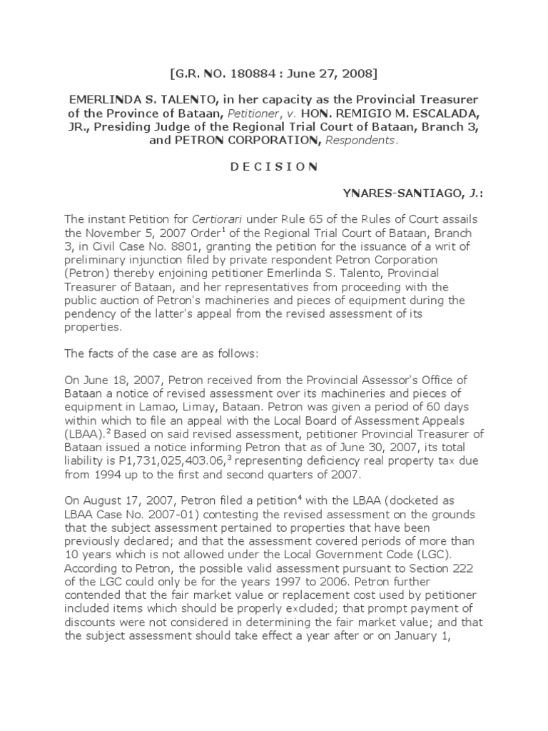 136.talentino Vs Escalada | PDF | Injunction | Certiorari