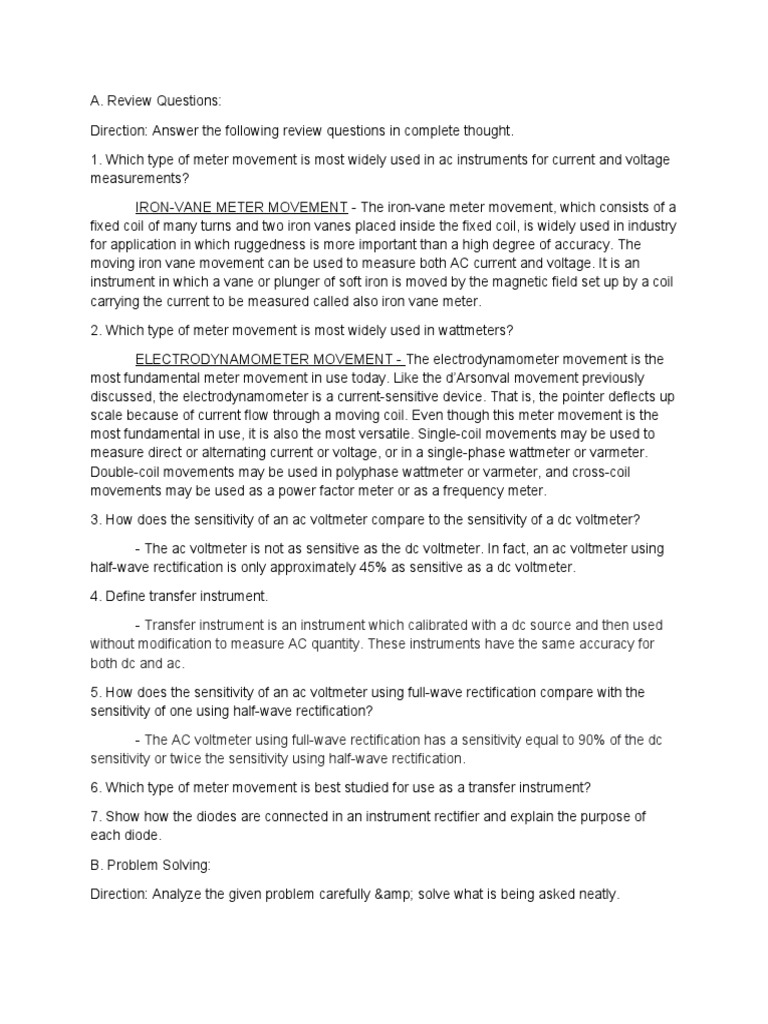 Instrumentation and Control Chapter 5 QUIZ | Download Free PDF ...