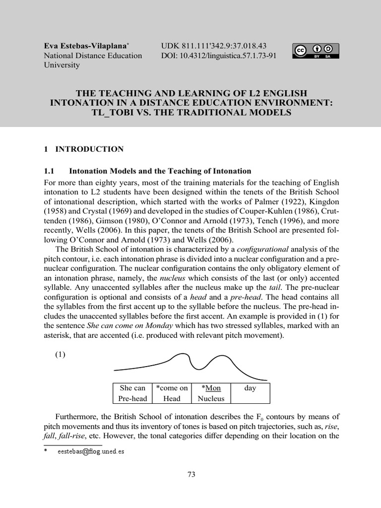 The Teaching and Learning of l2 English | PDF | Tone (Linguistics ...