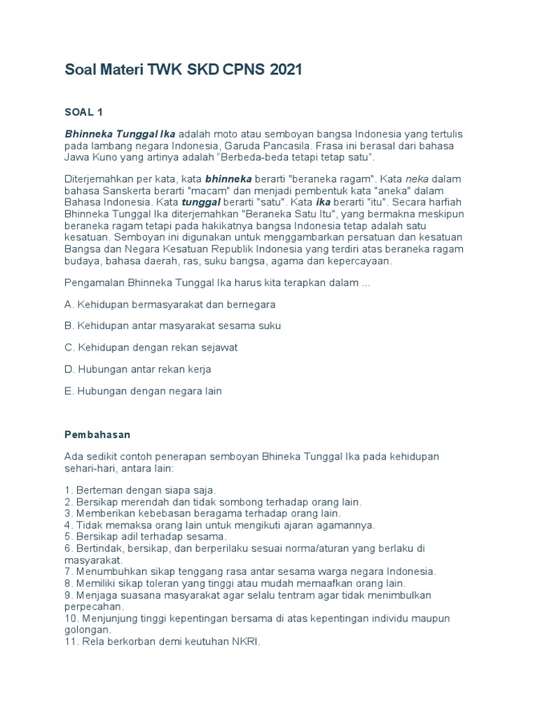Soal Materi TWK | PDF