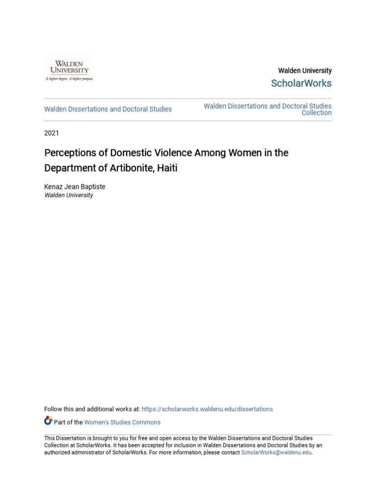 Perceptions Of Domestic Violence Among Women In The Department Of Pdf 7137