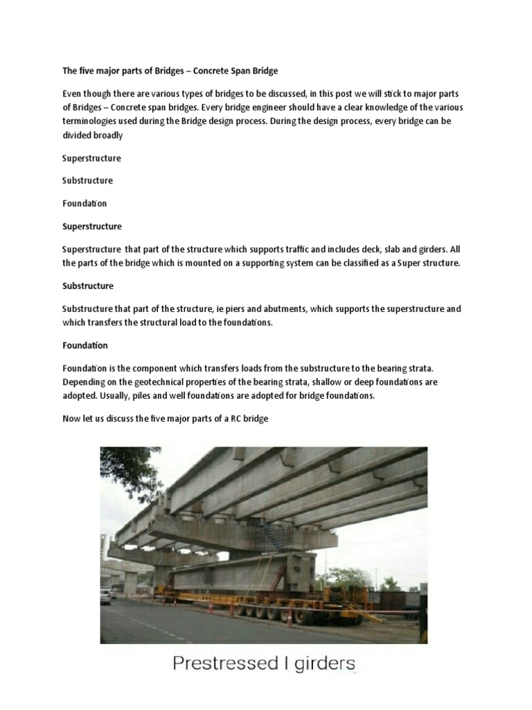 The Five Major Parts of Bridges - Concrete Span Bridge | PDF | Asphalt ...