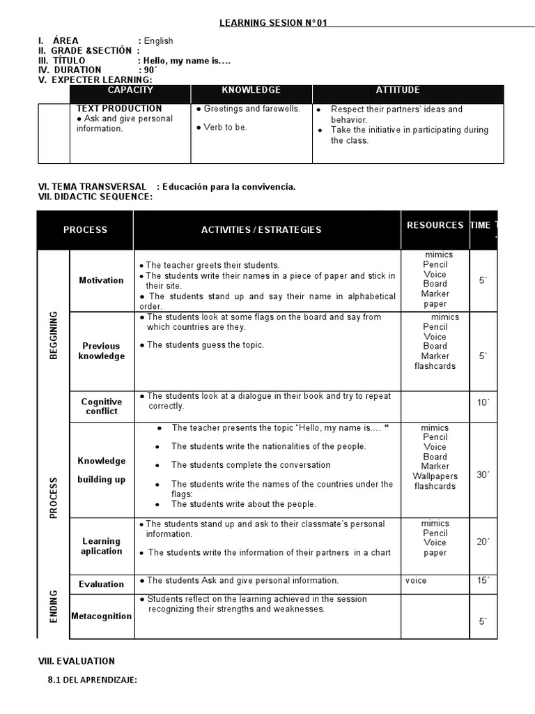 Lesson Plan Verb To Be | PDF | Teaching | Educational Psychology
