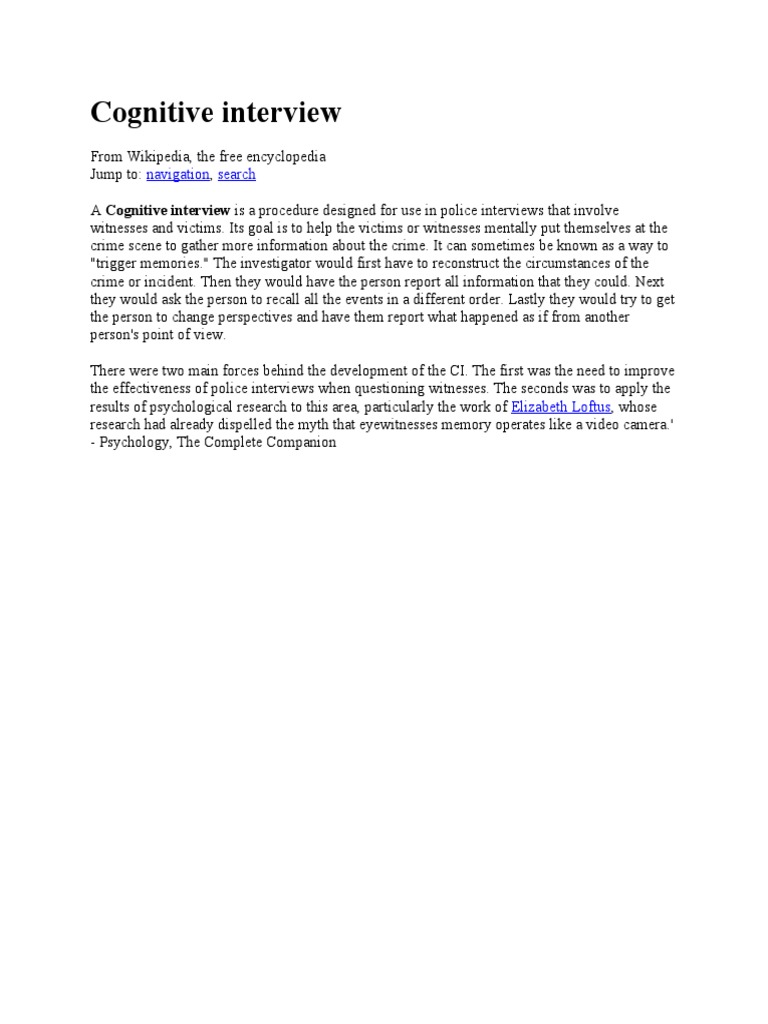 Cognitive Interview | PDF