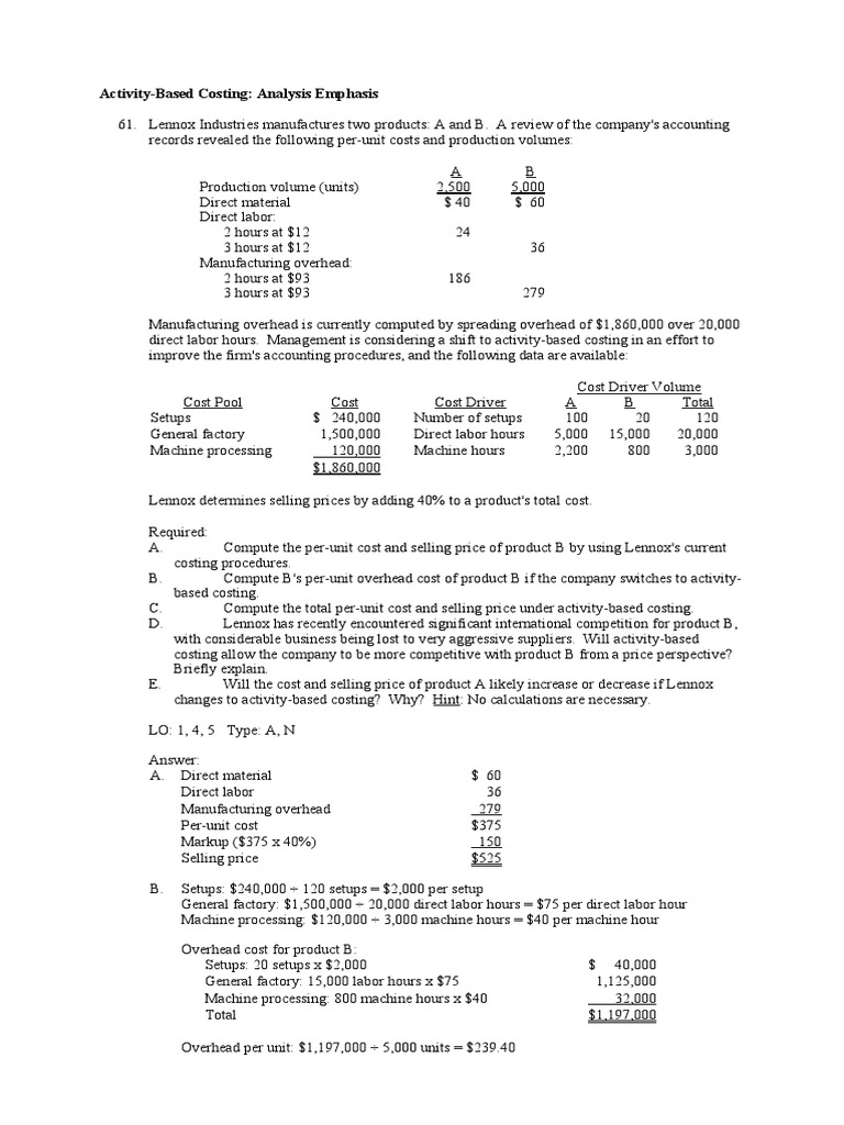 Manacc Ans Key | PDF | Cost | Business