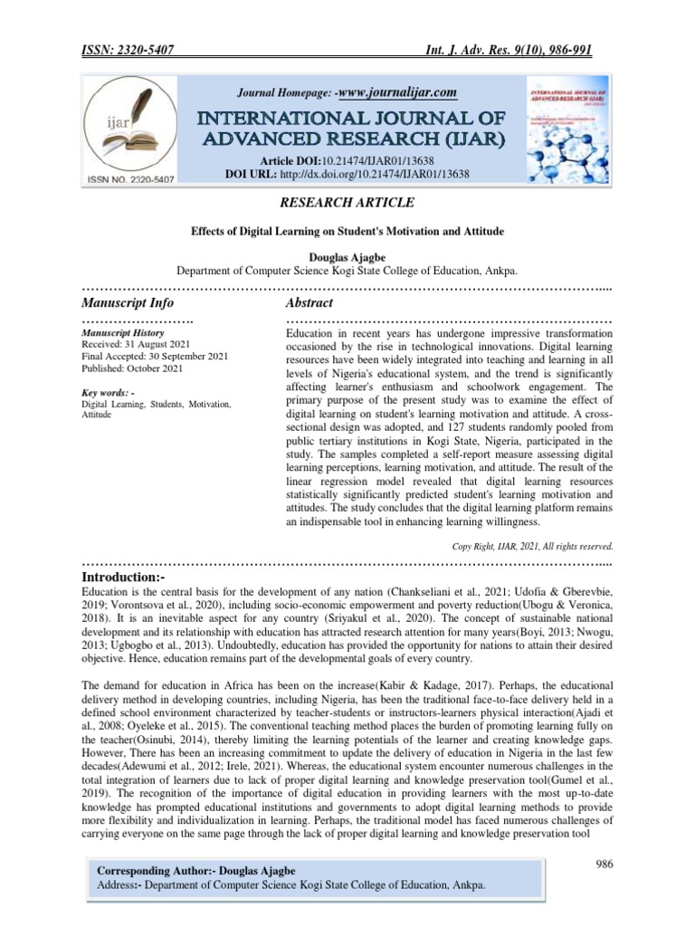 Digital Learning's Impact on Student Motivation | PDF | Educational ...
