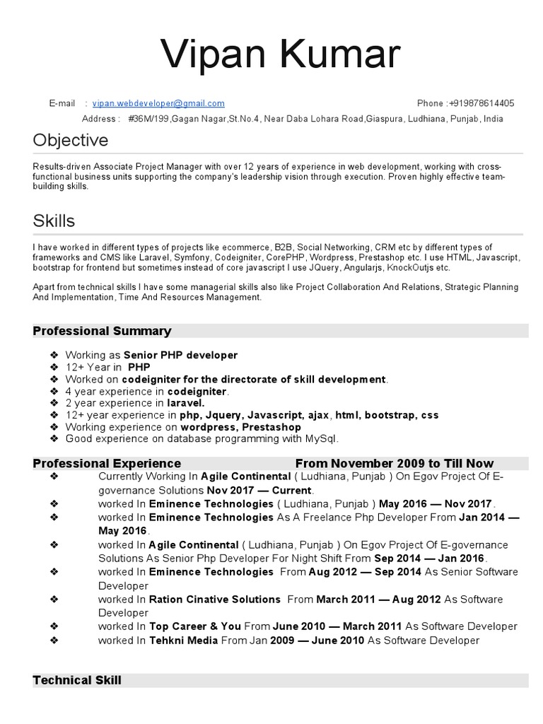 Vipan Kumar - Resume | PDF | Ajax (Programming) | Magento