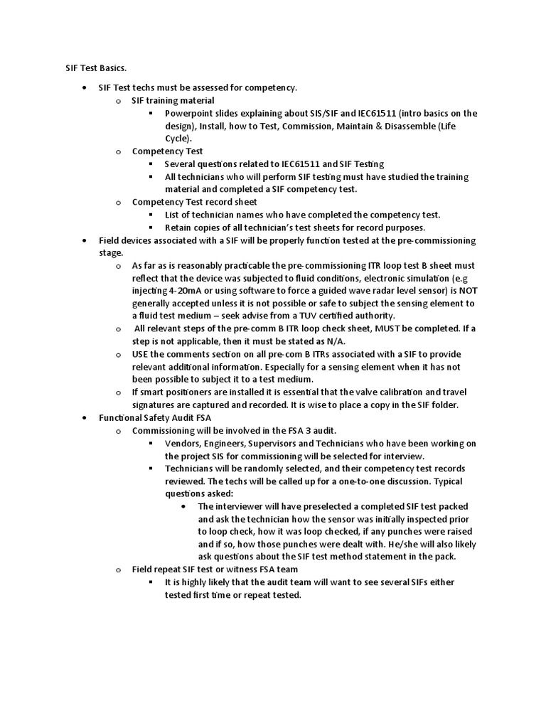 SIF Test Basics | PDF