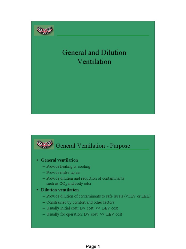 General and Dilution Ventilation Systems | PDF | Ventilation ...