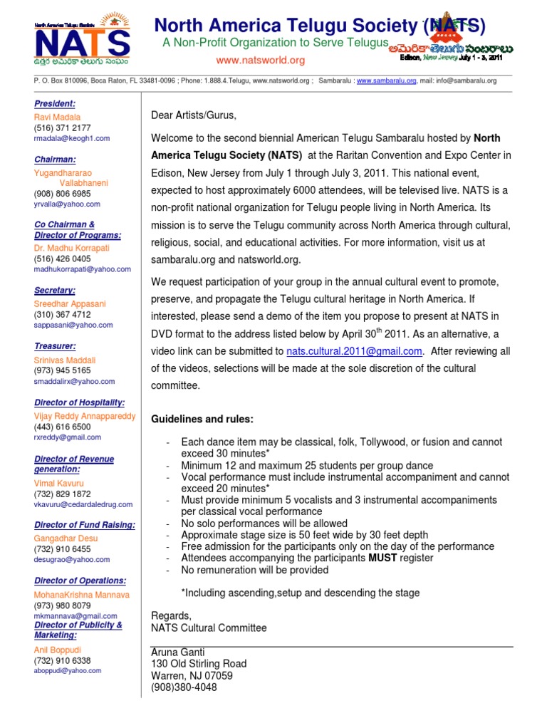 NATS Cultural Invitation Letter | PDF | Leisure