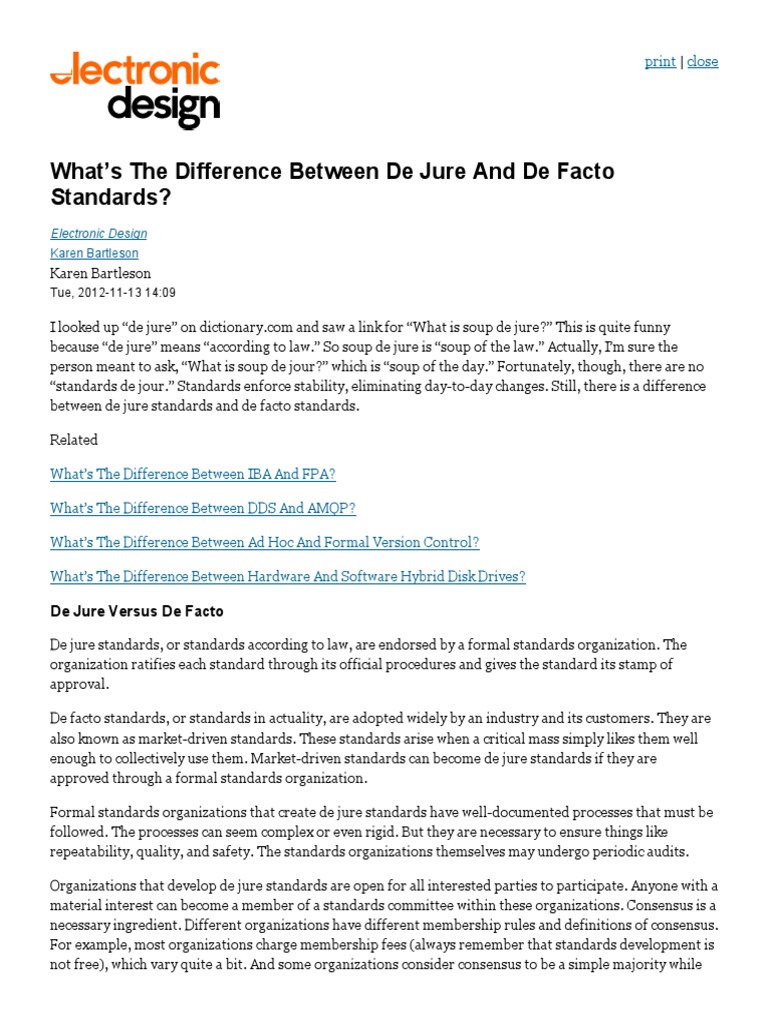 What's The Difference Between de Jure and de Facto Standards? | PDF ...