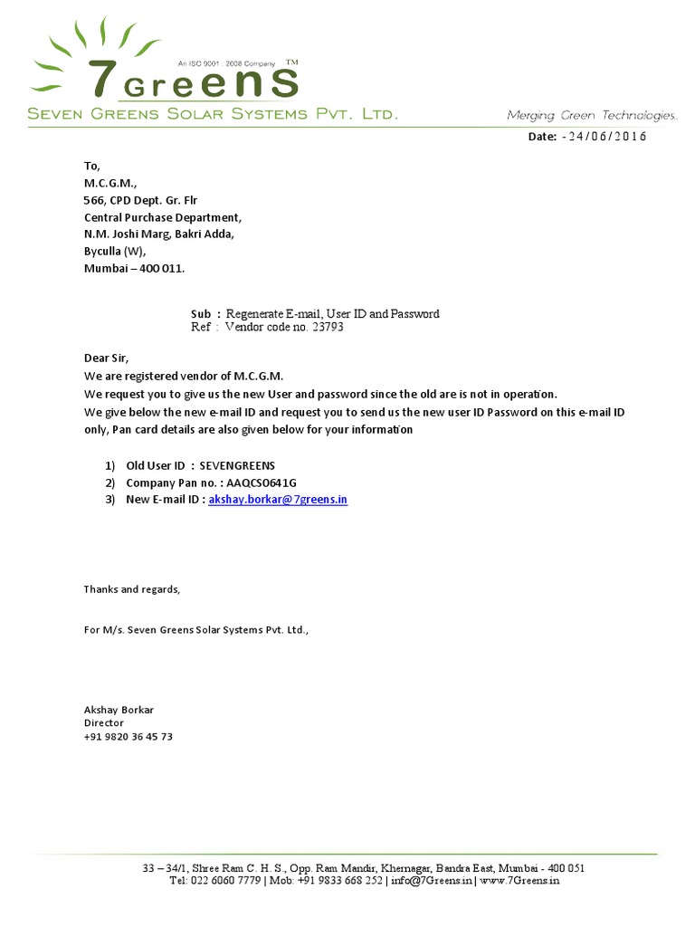 BMC Email Regenerate Letter | PDF