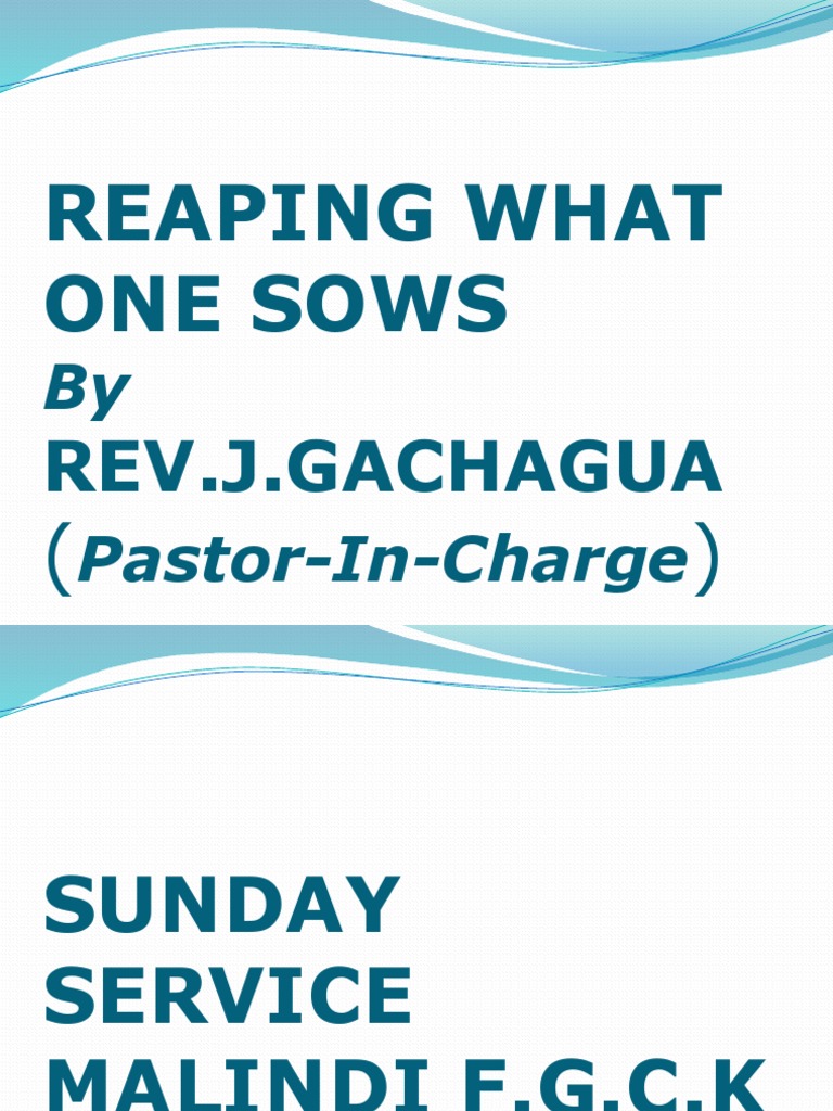 Reaping What One Sows | PDF