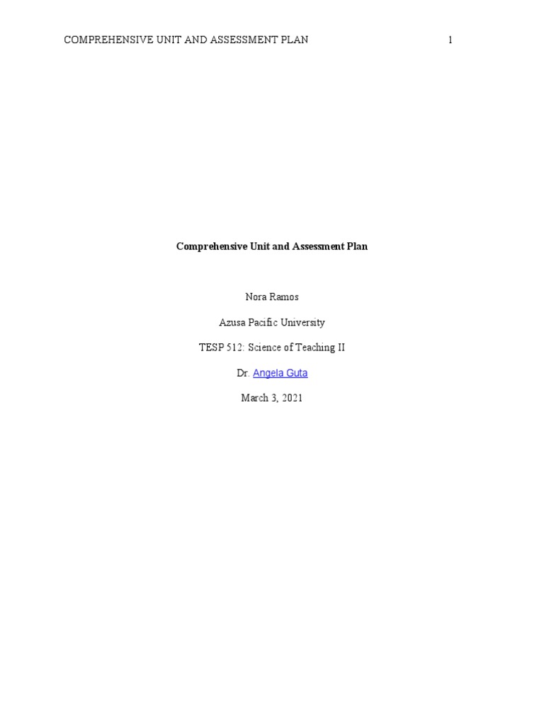 First Grade Math Unit Assessment Plan | PDF | Educational Assessment ...
