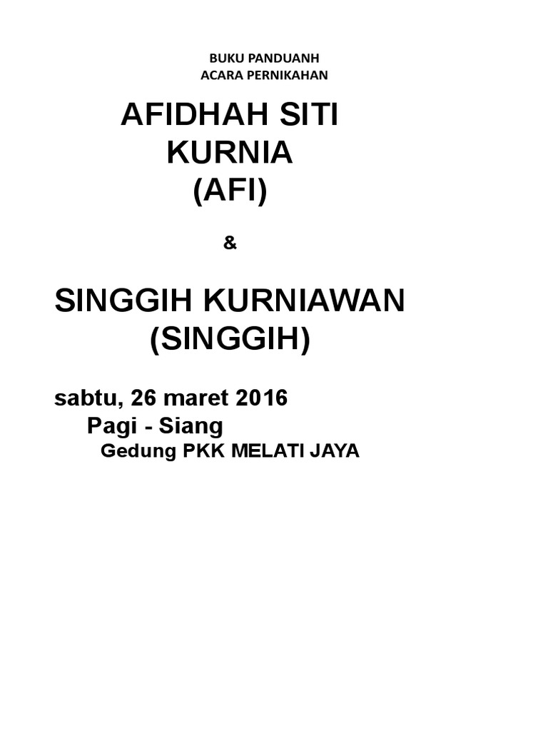 Buku Panduan Pernikahan Afi Singgih | PDF