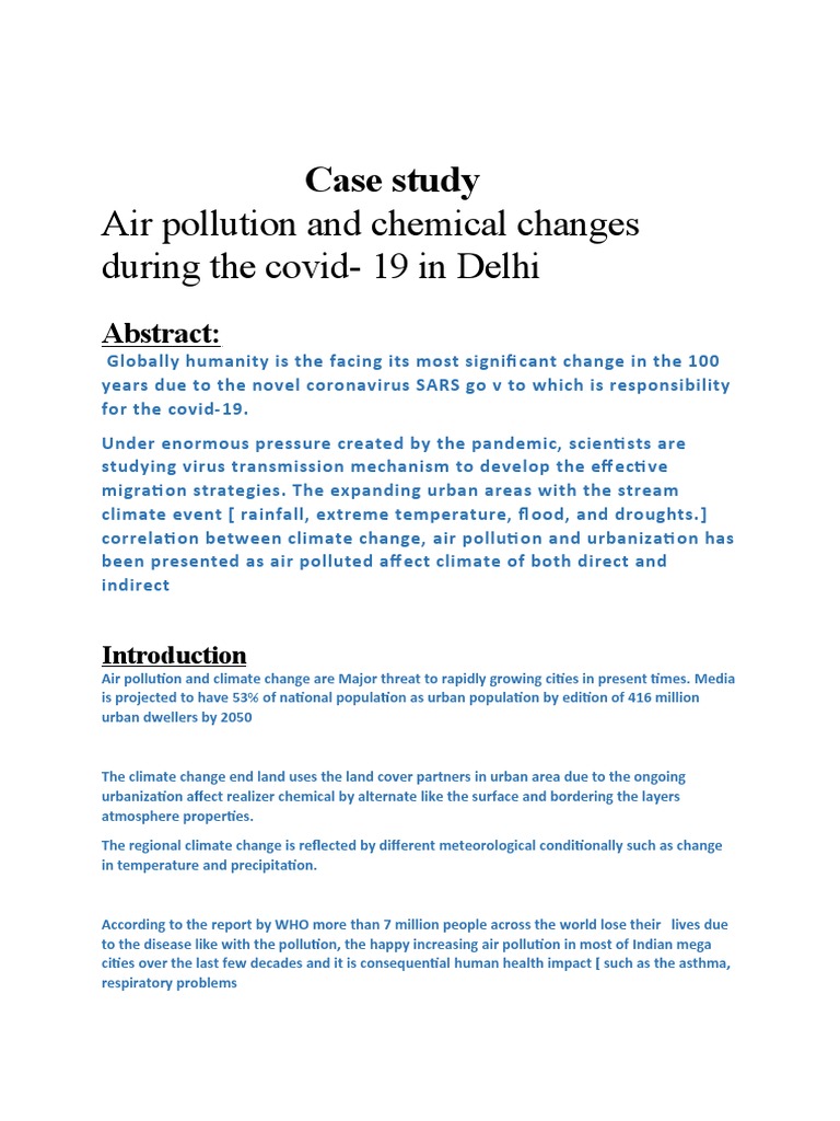 Case Study Air Pollution and Chemical Changes During The Covid-19 in ...