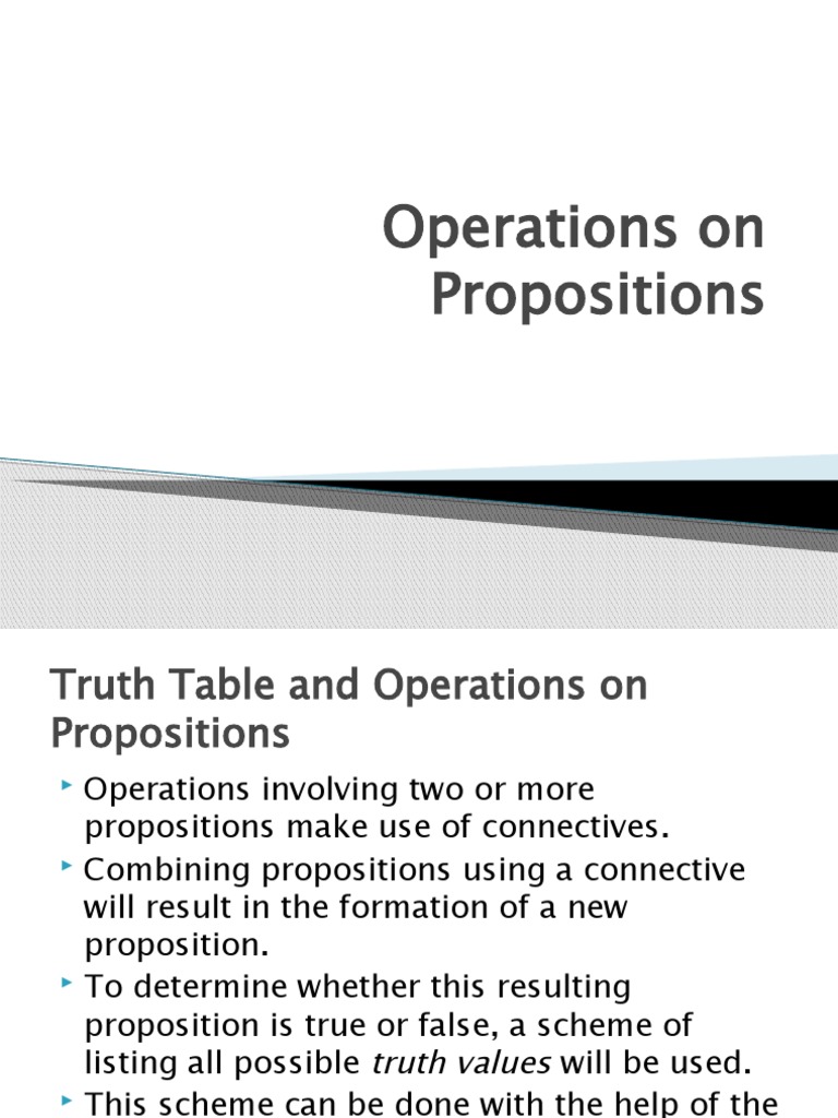 Operations On Propositions PPTTT | PDF | Syntax (Logic) | Mathematics