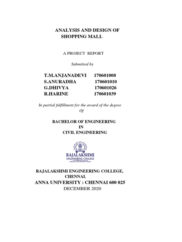Analysis and Design of Shopping Mall: A Project Report | PDF | Stairs ...