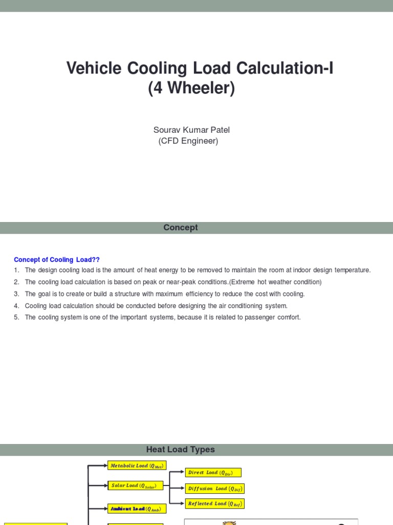 Vehicle Cooling Load Calculation (Part I) | PDF | Air Conditioning | Building Engineering