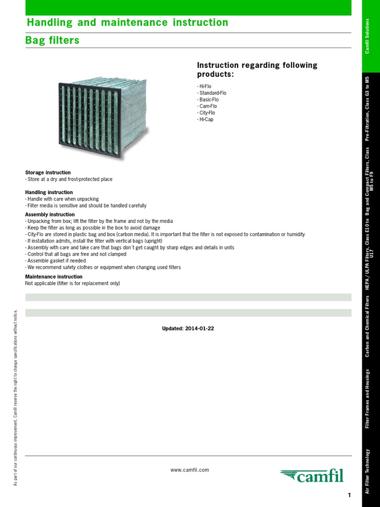 Bag Filters Maintenance | PDF | Equipment