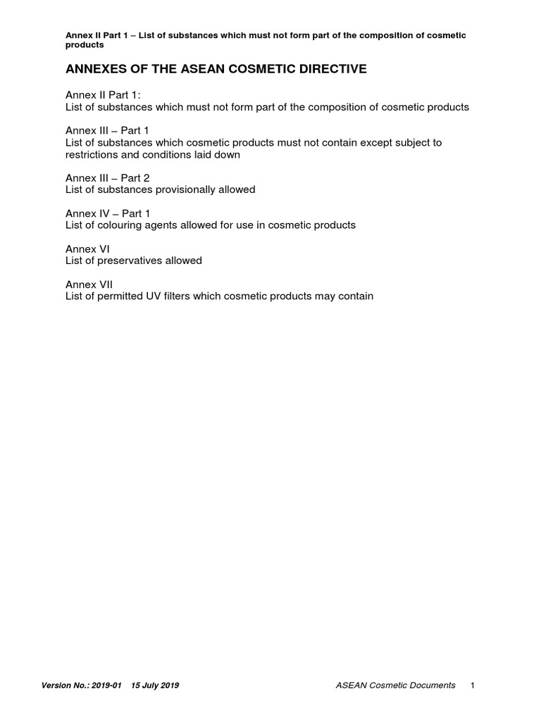 Annex II Release 07152019 | PDF | Salt (Chemistry) | Chemical Compounds