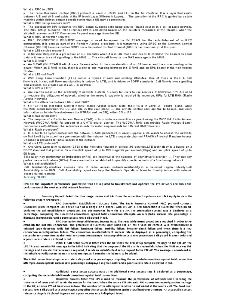 What Is RRC in LTE | PDF | Mobile Technology | Networking Standards