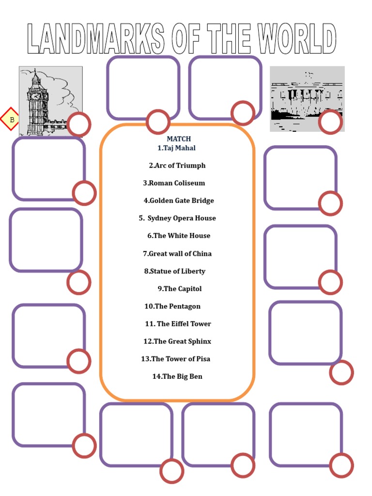 Landmarks of The World Fun Activities Games 2053 | PDF | Art | Young Adult