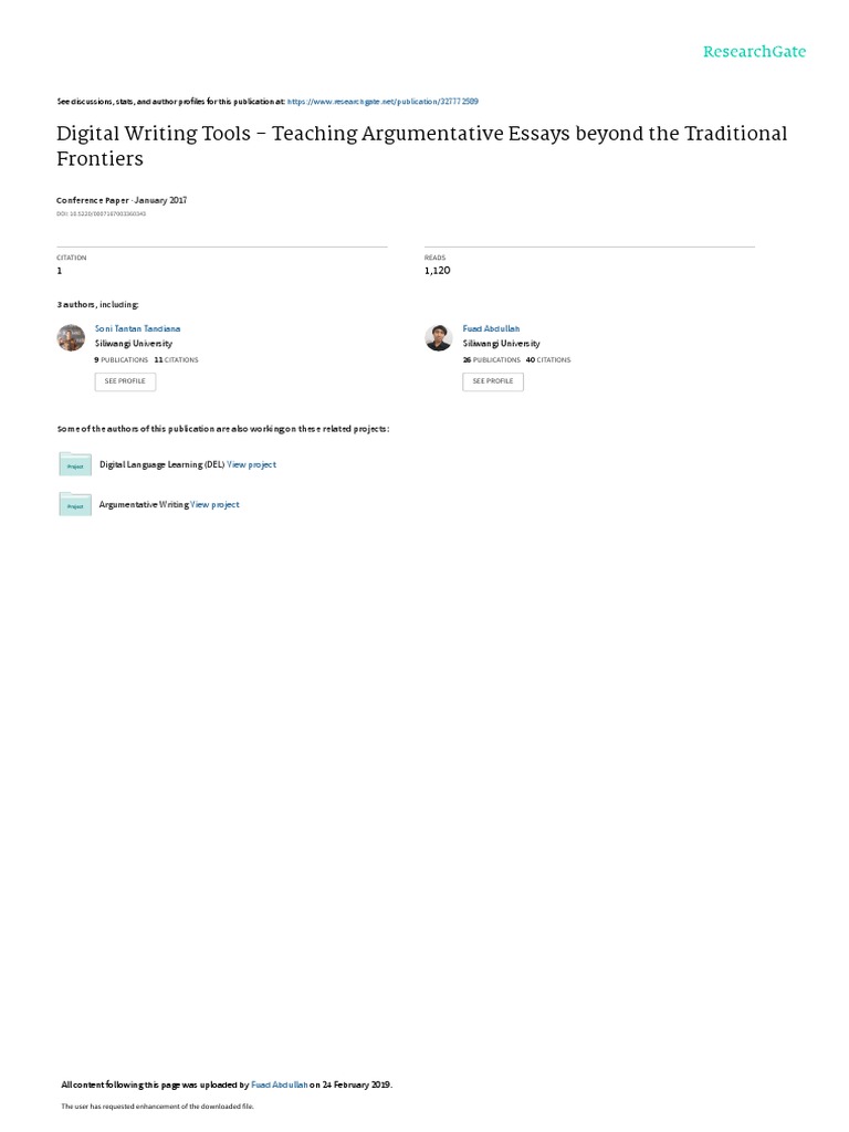 Digital Writing Tools - Teaching Argumentative Essays Beyond The ...