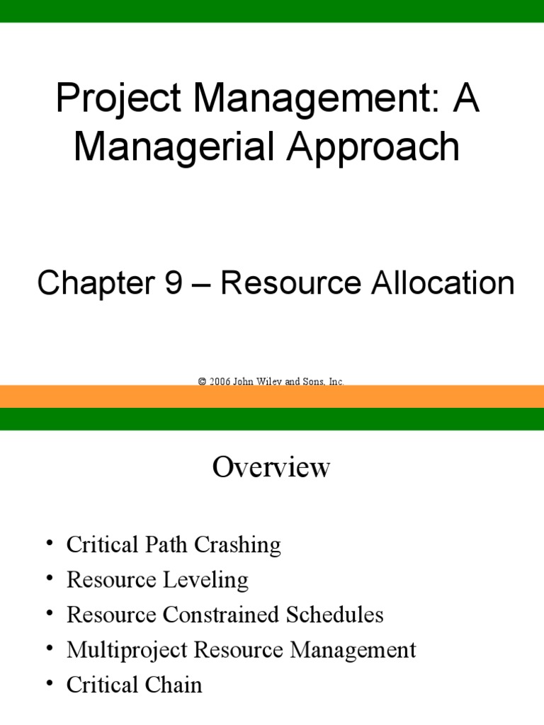 Project Management: A Managerial Approach: Chapter 9 - Resource ...