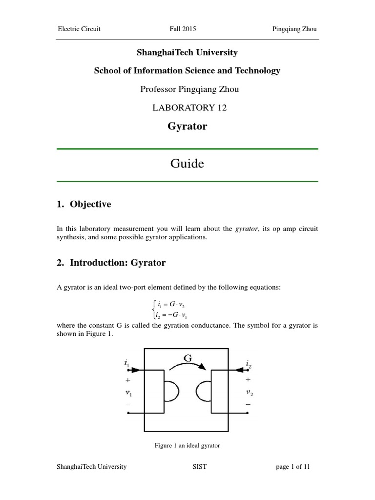Guide: Gyrator | PDF | Electrical Network | Electrical Impedance