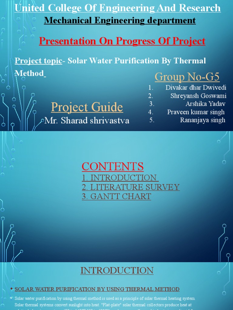 Mechanical Engineering Department: Presentation On Progress of Project ...