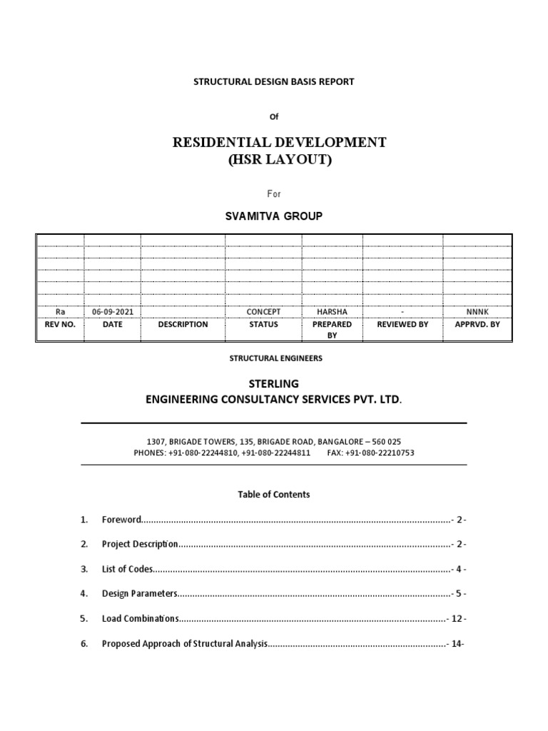 Residential Development Structural Design Basis | PDF | Strength Of ...