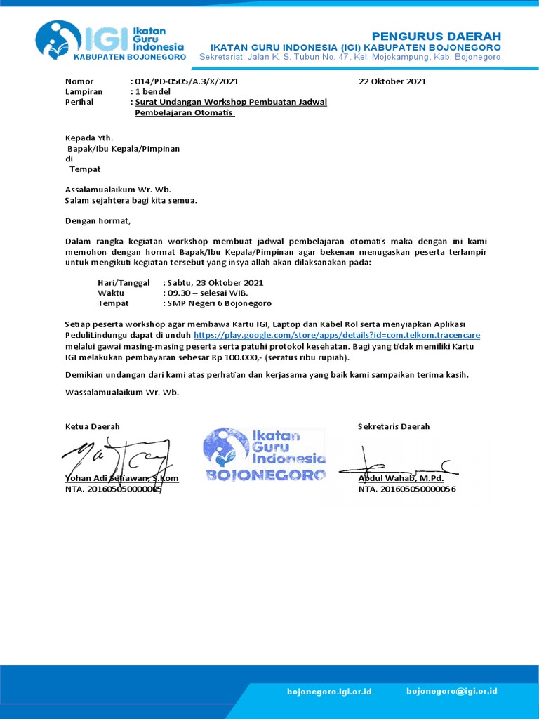 Contoh Surat Undangan Workshop | PDF