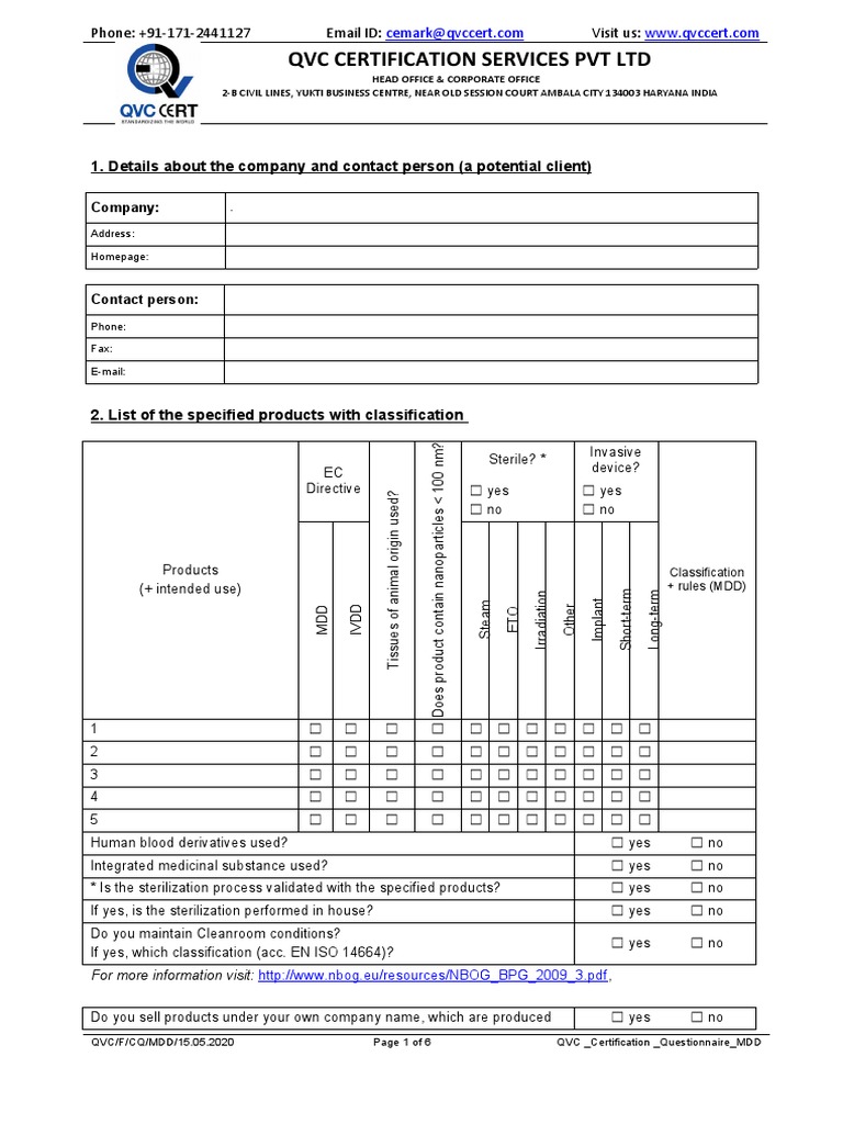 QVC Certification Services PVT LTD: 1. Details About The Company and ...