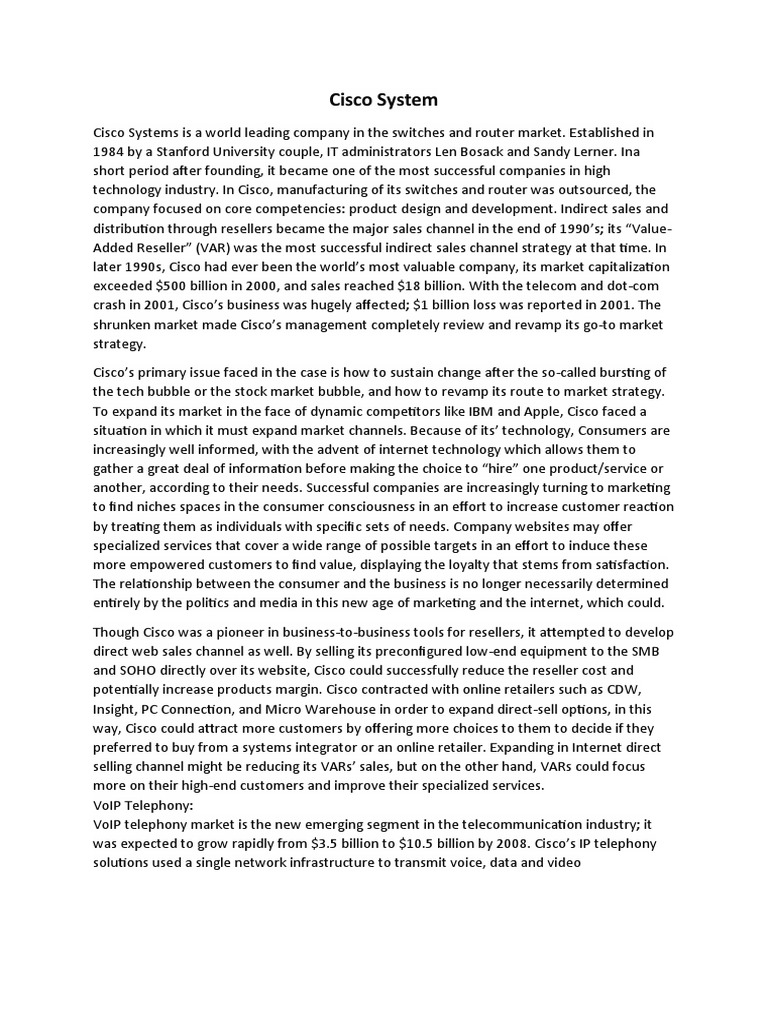 Cisco System Case Study | PDF | Cisco Systems | Voice Over Ip
