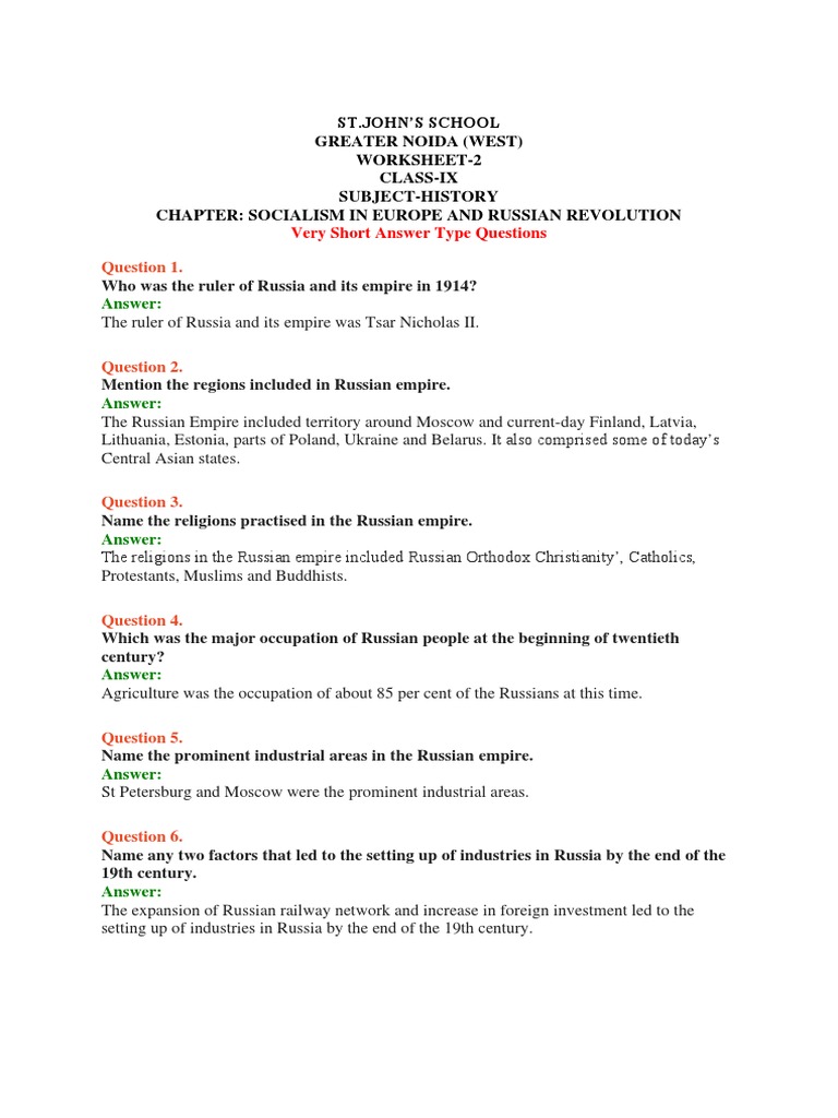 ST - John'S School Greater Noida (West) Worksheet-2 Class-Ix Subject ...