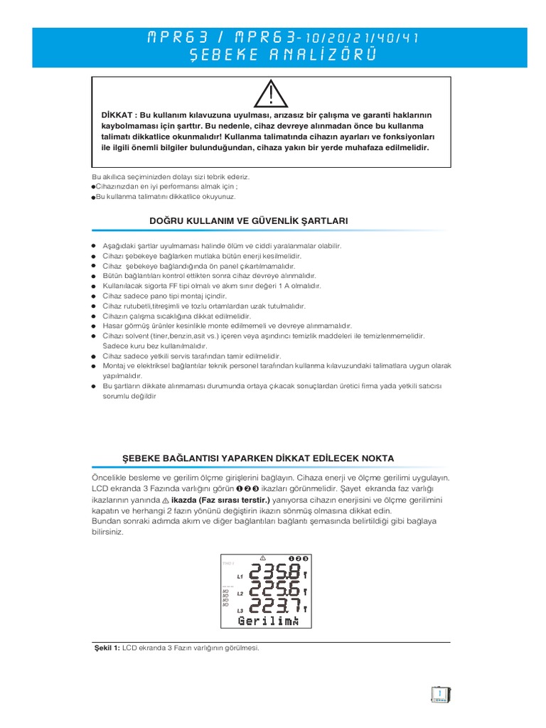 Entes MPR63 Serisi Kullanma Talimati TR v1.67 | PDF