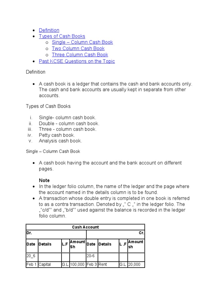 The Cash Book | PDF | Bookkeeping | Debits And Credits