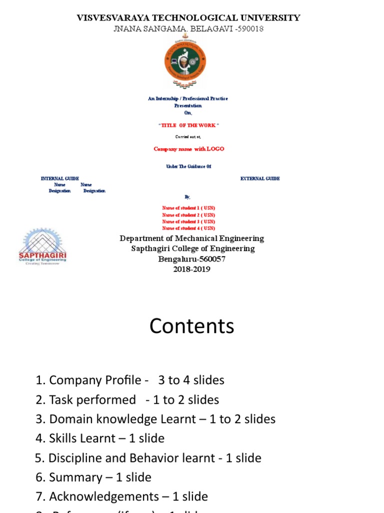 Internship PPT Format | PDF | Learning | Engineering