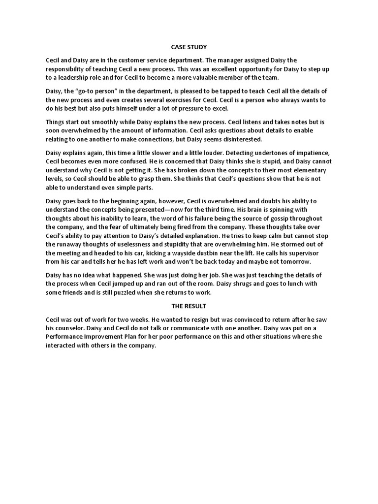 Cecil and Daisy Case Study | PDF | Cognition