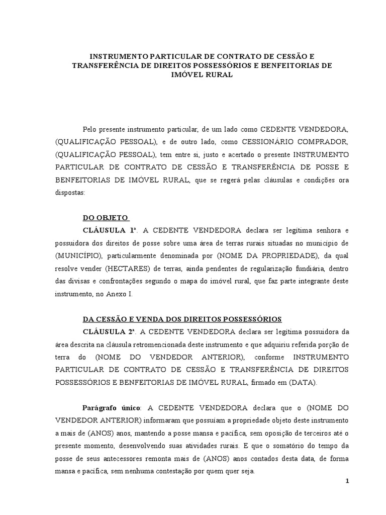 Instrumento Particular De Contrato De Cessão E Transferência De