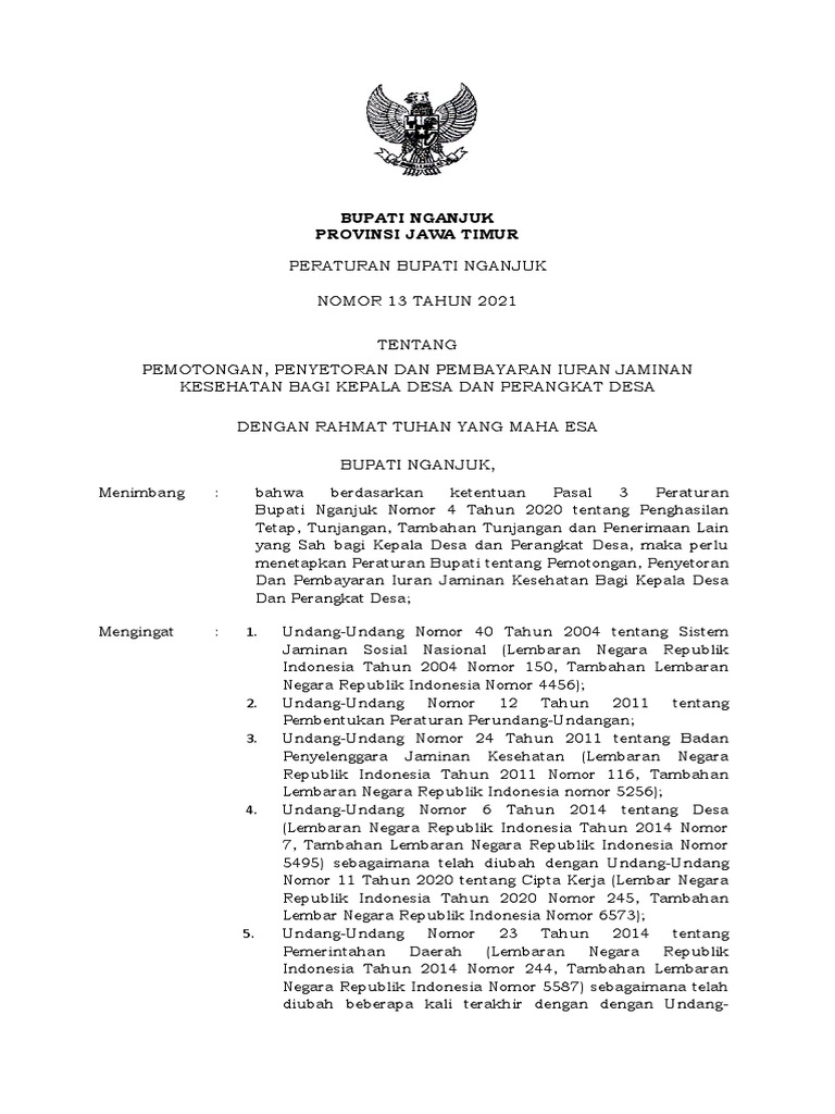 Salinan Perbup Bpjs Kesehatan Fix | PDF